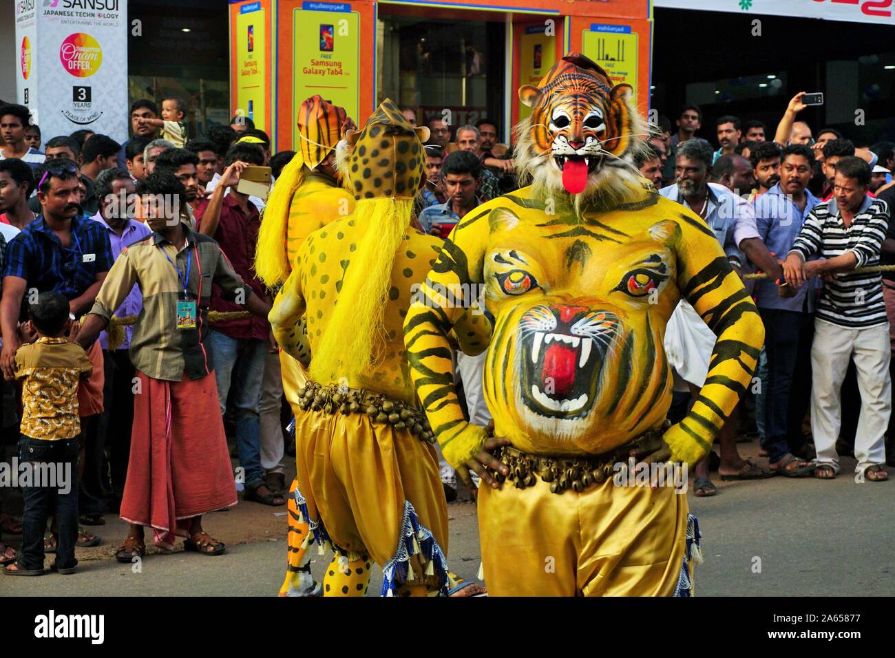 Pulikali Tiger Dance procession, Onam festival, Thrissur, Kerala, India ...