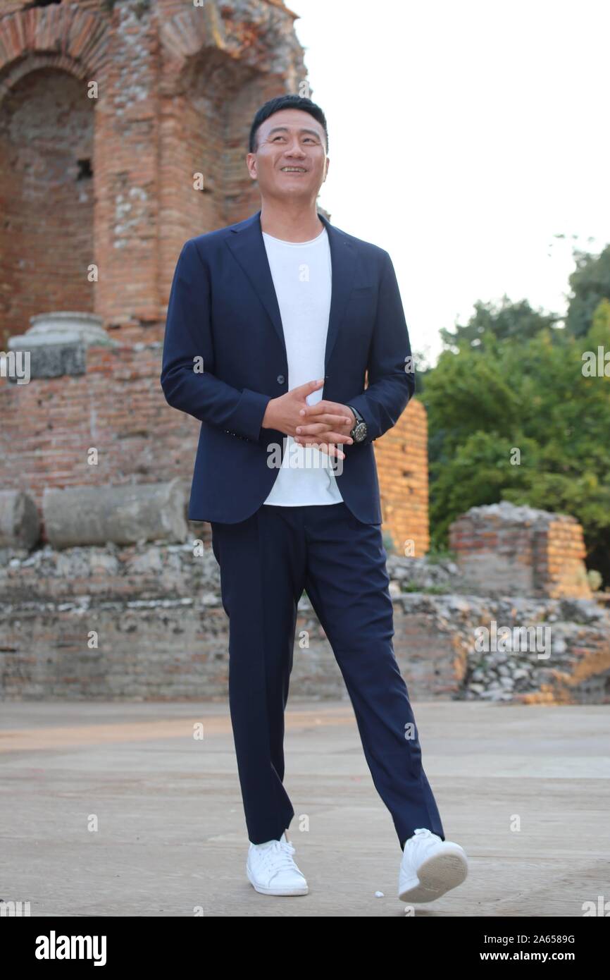 Taormina, Italy. 23rd Oct, 2019. Taormina: Hu Jun in Taormina with the ...