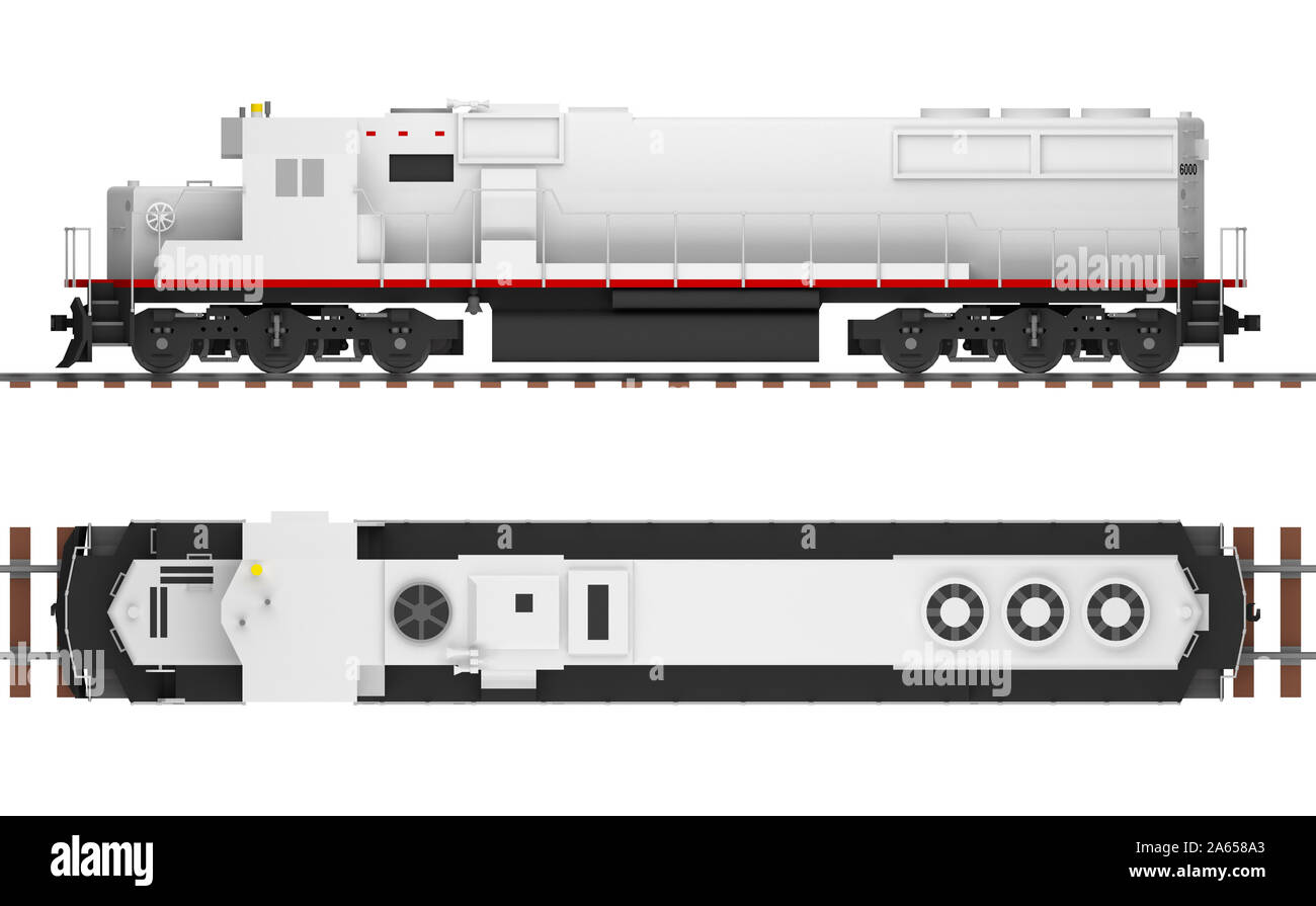 electric locomotive isolated on white side view. 3d rendering Stock ...