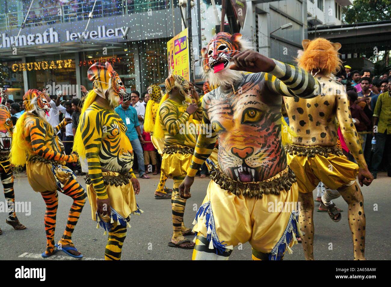 Pulikali Tiger Dance procession, Onam festival, Thrissur, Kerala, India ...