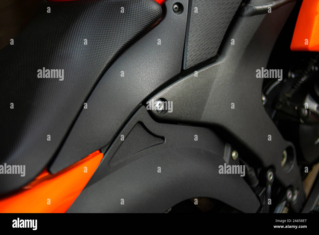 Chassis detail and fairing of a 600 cubic centimeter sports motorcycle ...