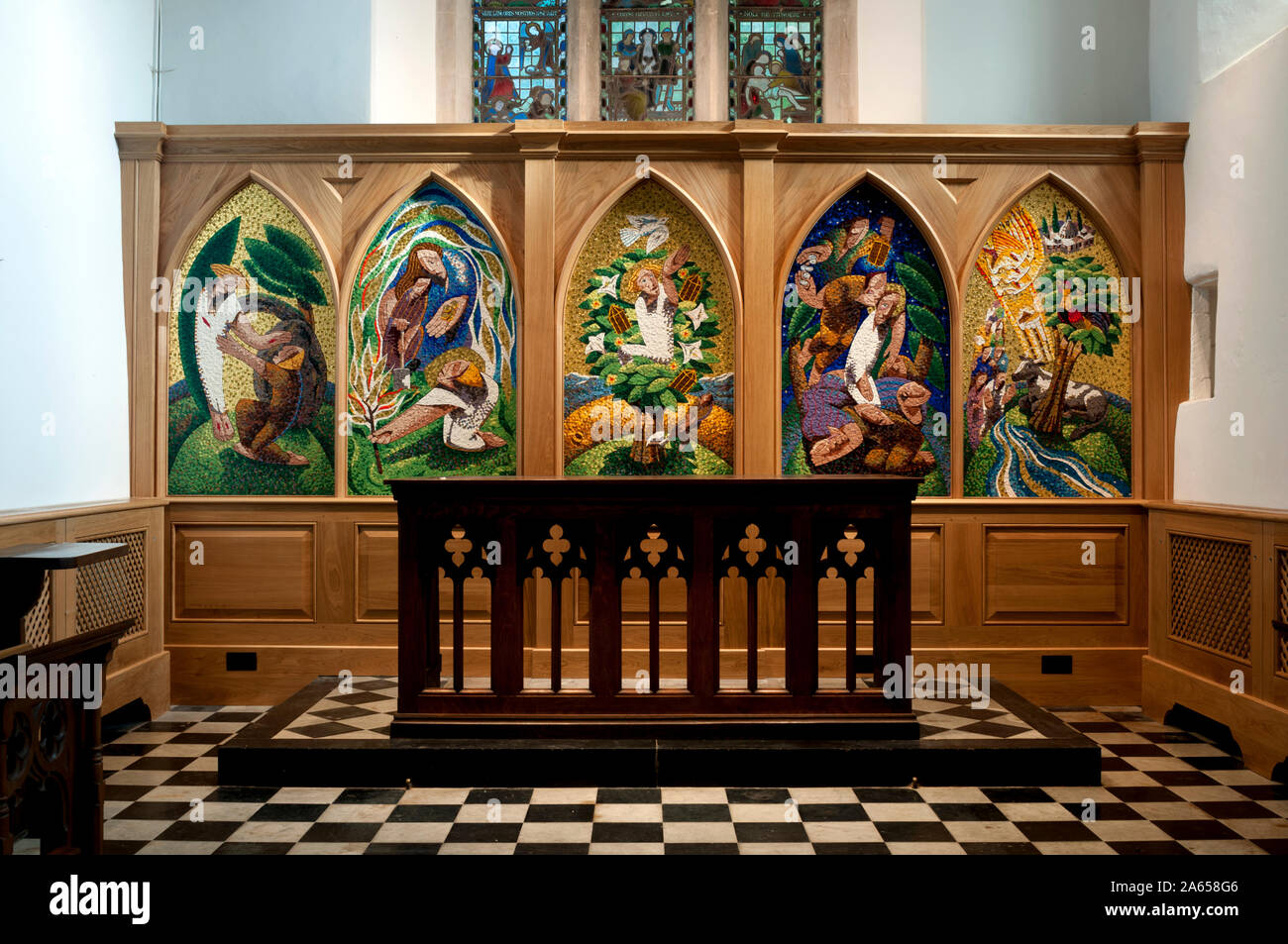 Reredos mosaic by Nicholas Mynheer, St. Kenelm`s Church, Enstone ...
