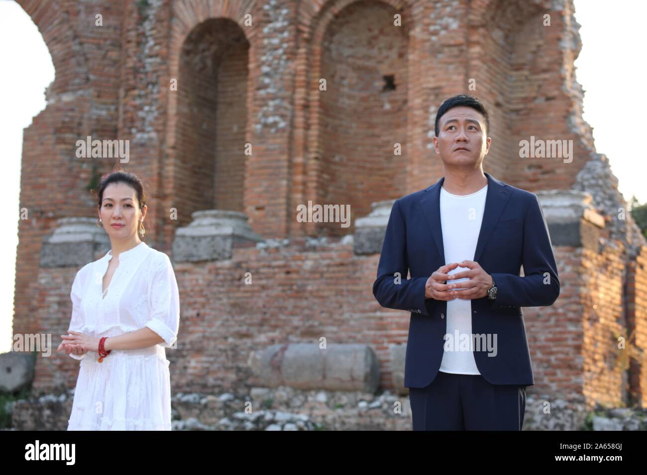 Taormina, Italy. 23rd Oct, 2019. Taormina: Hu Jun in Taormina with the ...