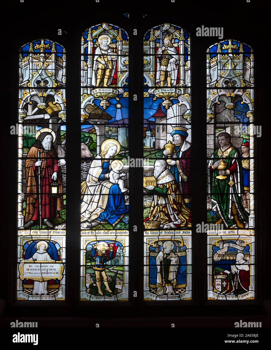 Stained glass in St. Kenelm`s Church, Enstone, Oxfordshire, England, UK ...