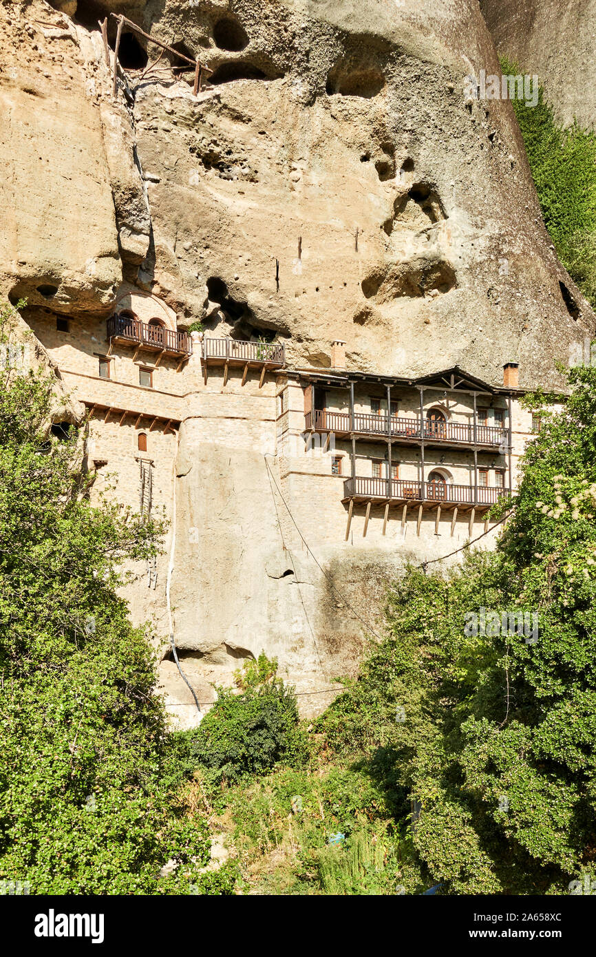 Monastery in the cliff in Meteora near Kastraki village, Greece Stock ...