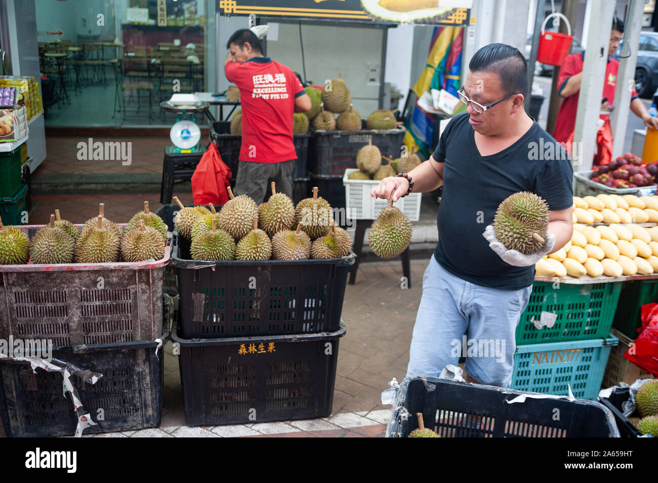 Durian stall in chinatown in hi-res stock photography and images - Alamy