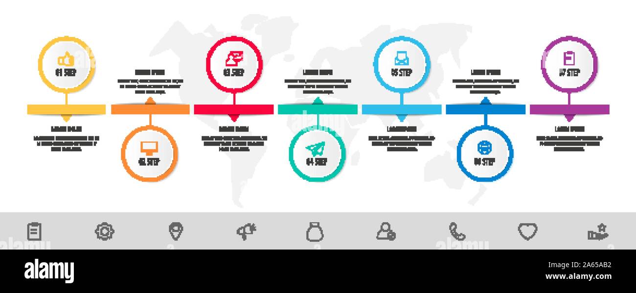 Vector infographic flat template. Circles with arrow for seven diagrams ...