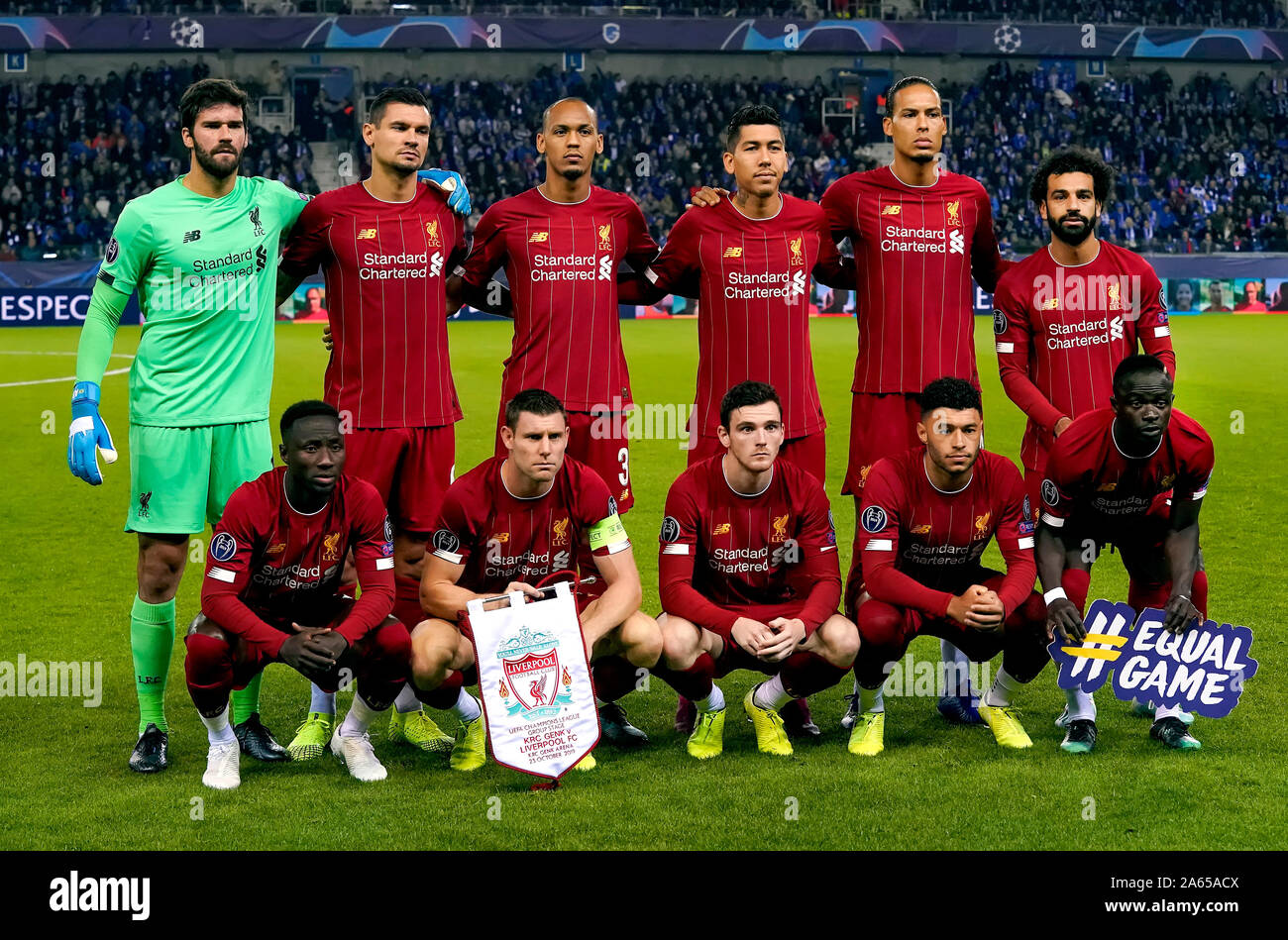 Liverpool team lineup. Alisson Becker of Liverpool FC, Fabinho of ...