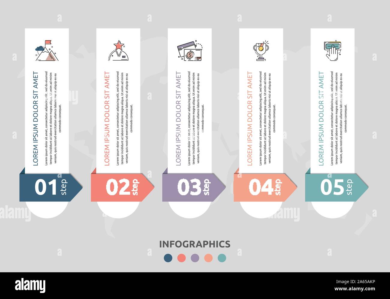 Vector infographic flat template. Rectangles for five diagrams, graph ...