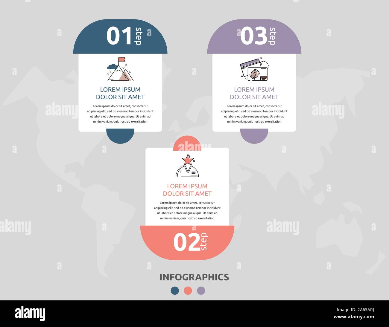 Vector infographic flat template. Rectangles for three diagrams, graph, flowchart, timeline ...
