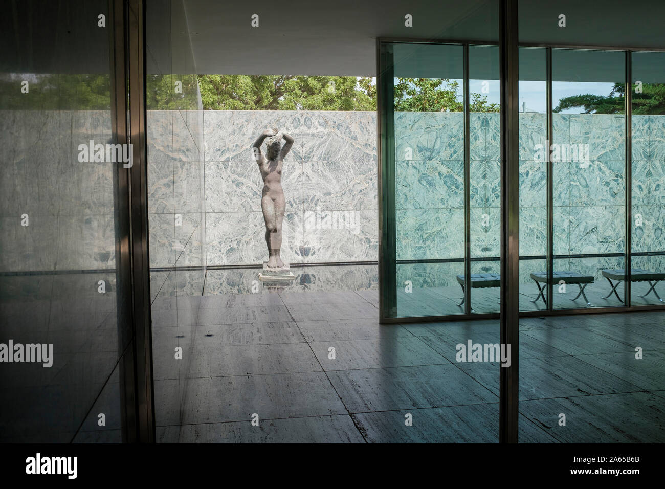 The Barcelona Pavilion, designed by Ludwig Mies van der Rohe and Lilly ...