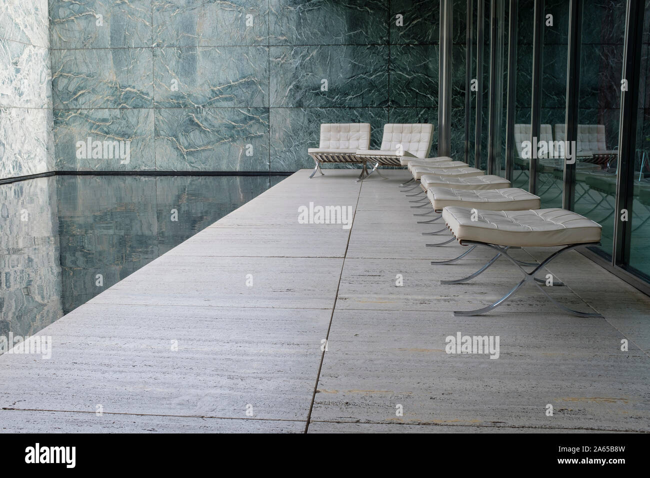 The Barcelona Pavilion, designed by Ludwig Mies van der Rohe and Lilly ...