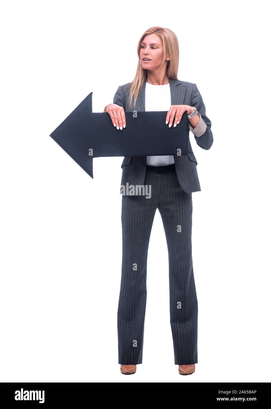 in full growth. young business woman pointing the right direction Stock ...