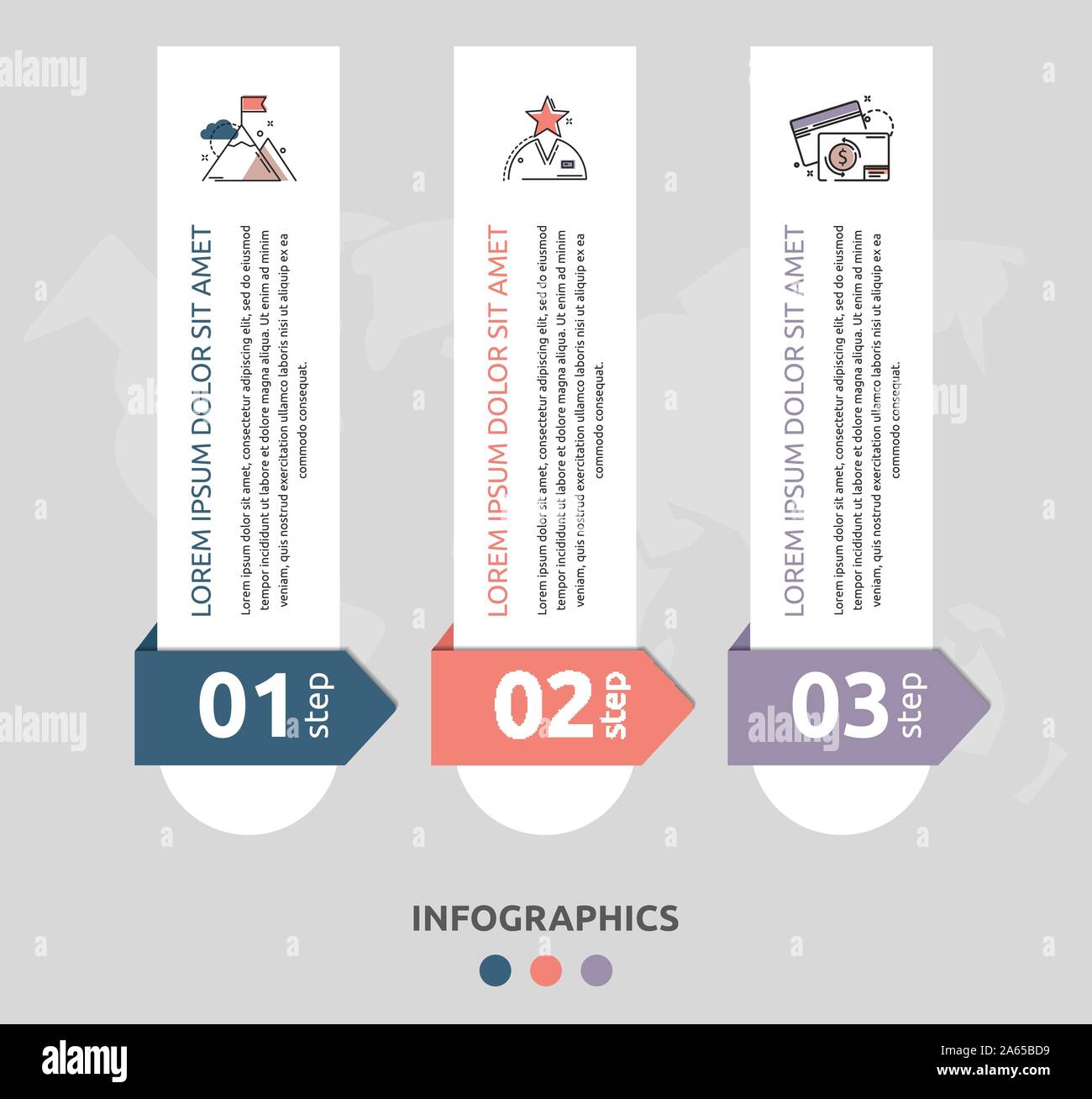 Vector infographic flat template. Rectangles for three diagrams, graph, flowchart, timeline ...
