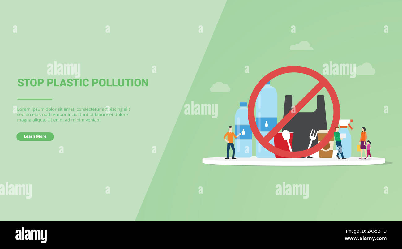 stop plastic pollution concept for website template or landing homepage ...