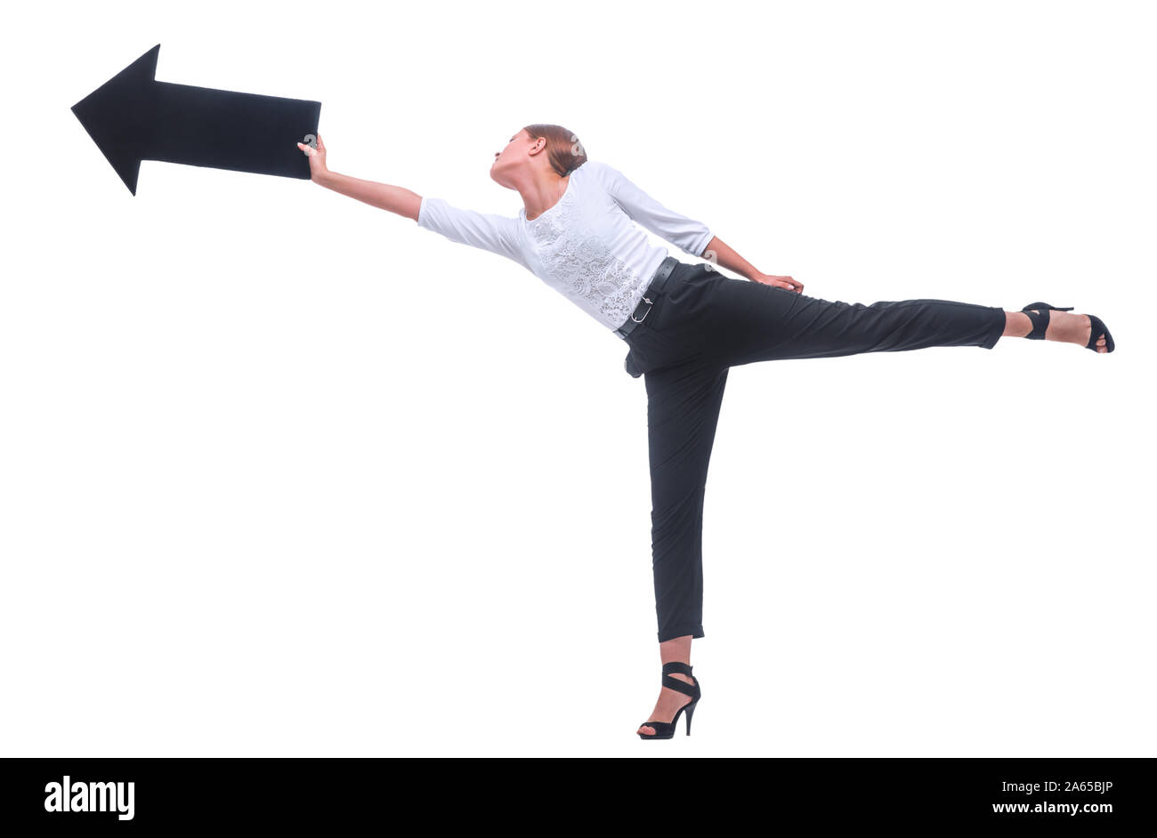 Executive business woman pointing the right direction Stock Photo - Alamy