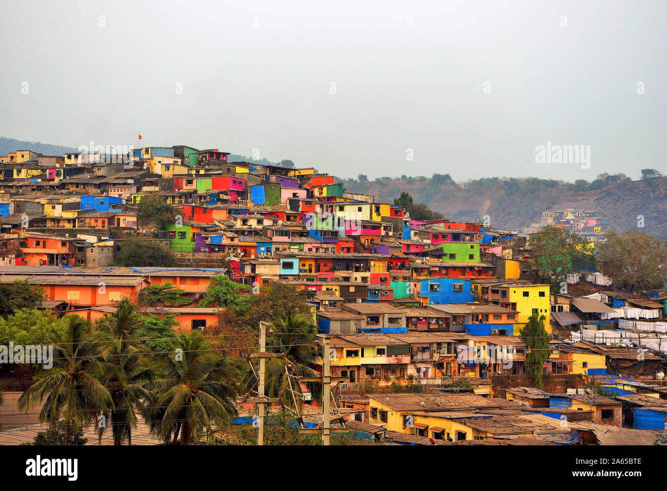 Slums near Asalpha railway station, Mumbai, Maharashtra, India, Asia ...