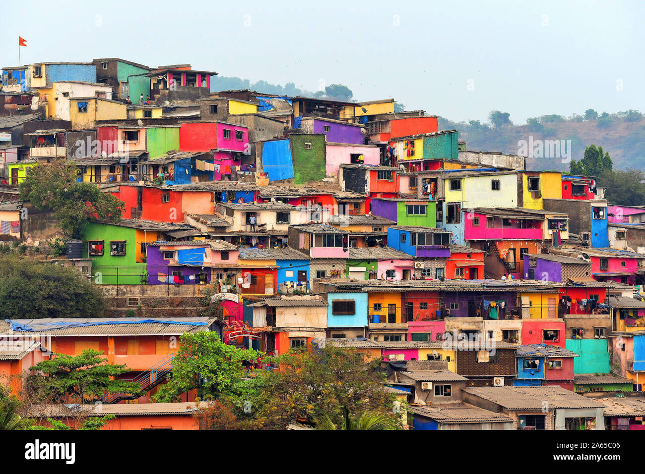 Slums near Asalpha railway station, Mumbai, Maharashtra, India, Asia ...