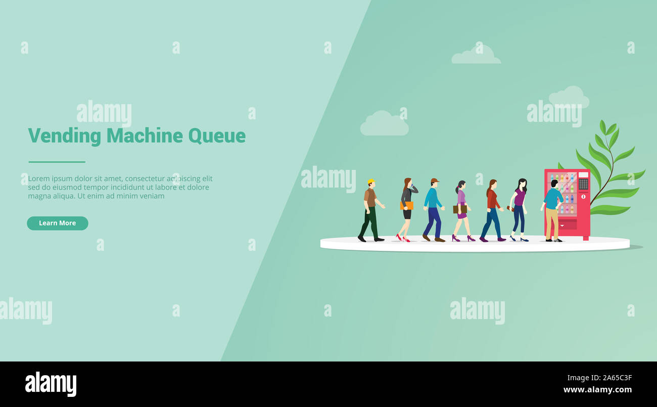 vending machine queue for website template or landing homepage banner ...