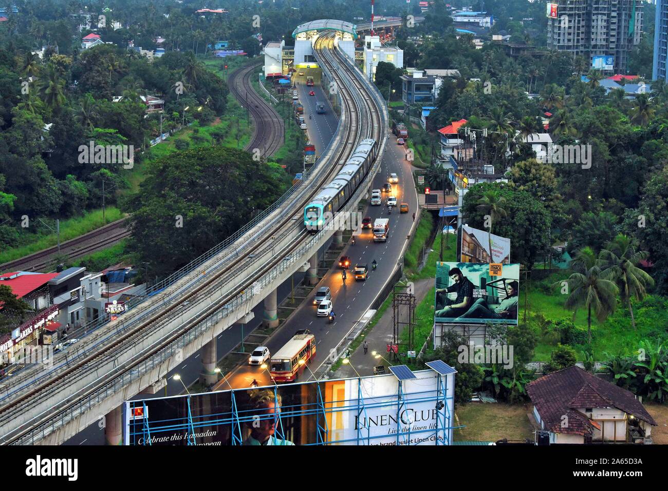 Kochi Metro railway line in Cochin, Kochi, Kerala, India, Asia Stock ...