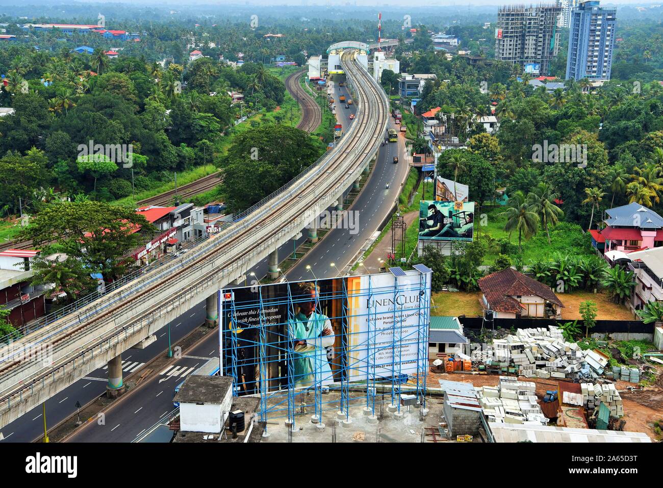 Kochi Metro railway line in Cochin, Kochi, Kerala, India, Asia Stock ...