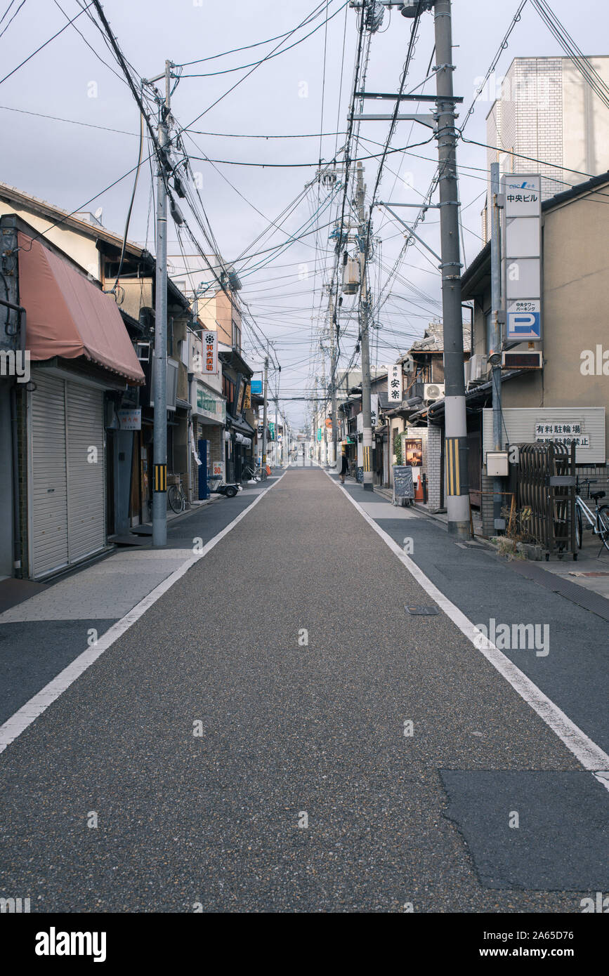 traditional small street in Gion with historical buildings Stock Photo ...