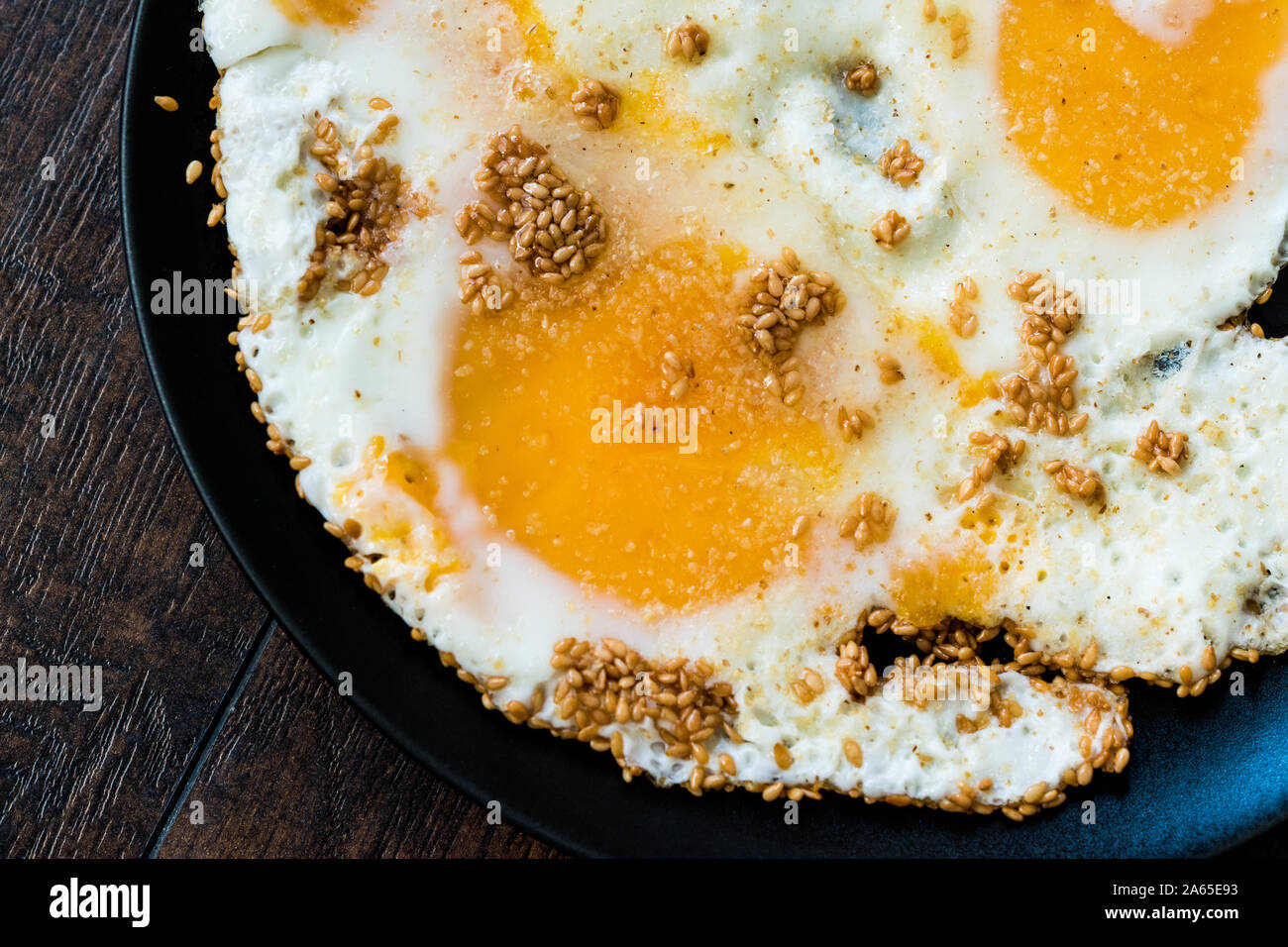 Sesame Seeds with Fried Eggs for Turkish Breakfast. Organic Traditional ...