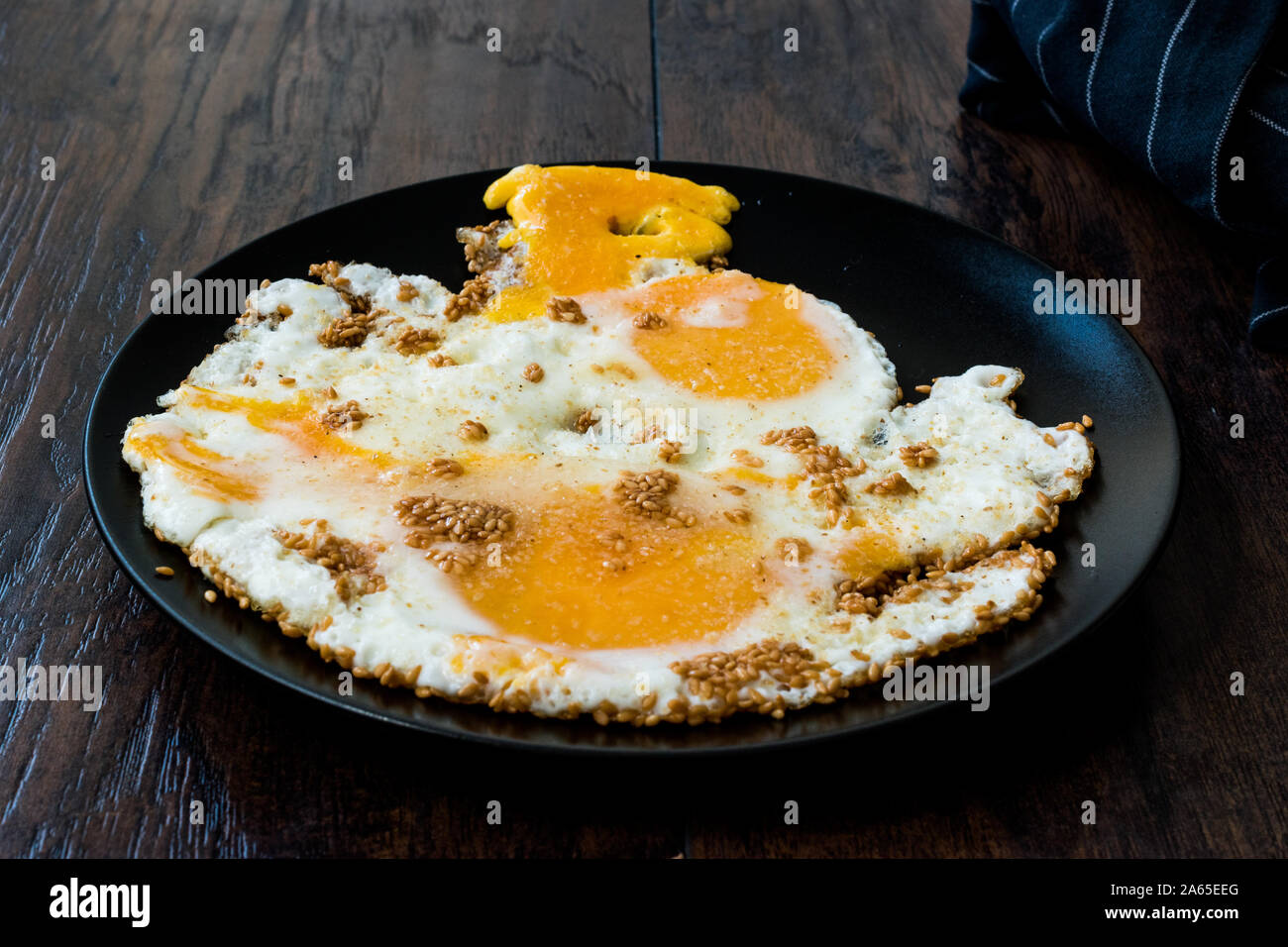 Sesame Seeds with Fried Eggs for Turkish Breakfast. Organic Traditional ...