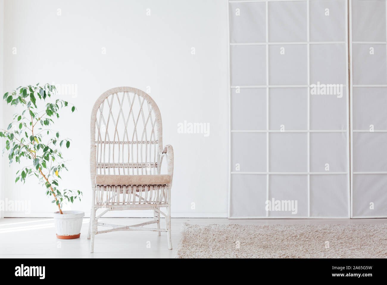 white vintage chair in the interior of the white room Stock Photo - Alamy