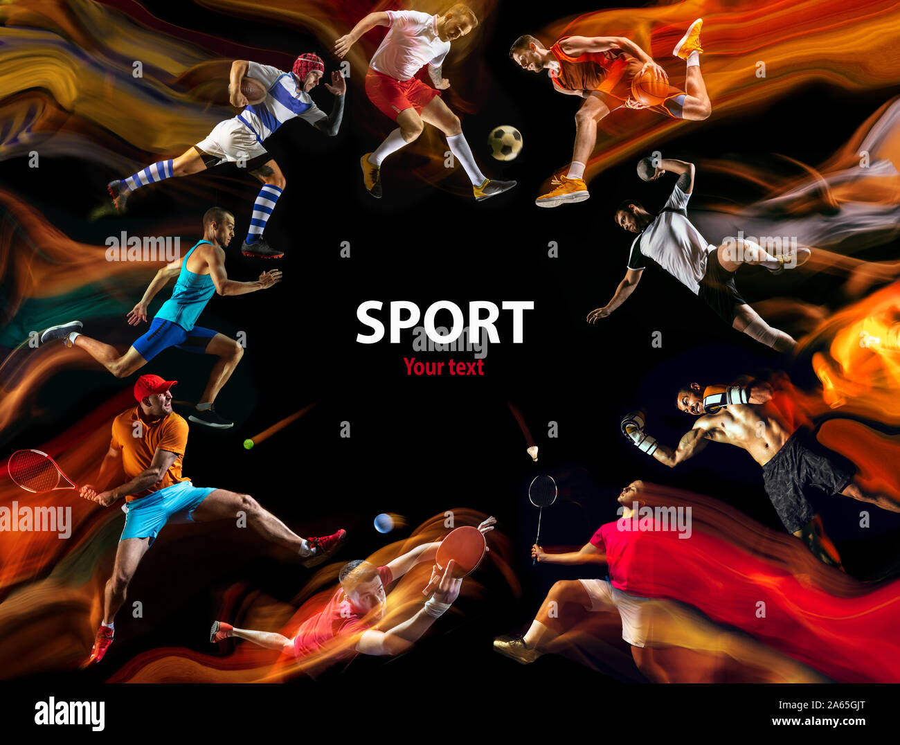 Creative collage of unrecognizable models running and jumping ...