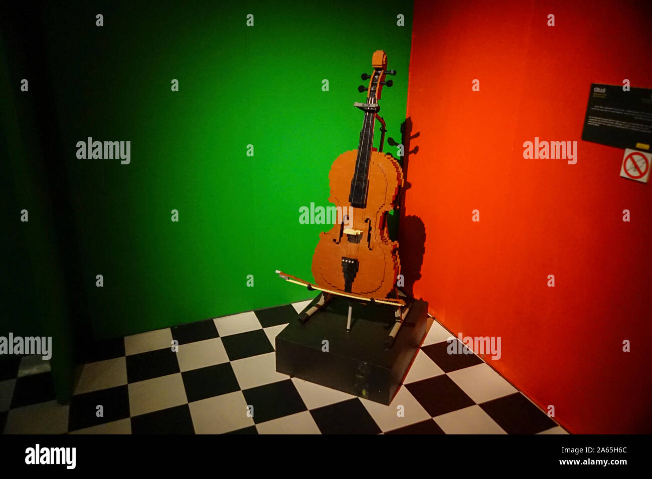 Cello Statue from Lego building blocks at the Holon Children's museum ...