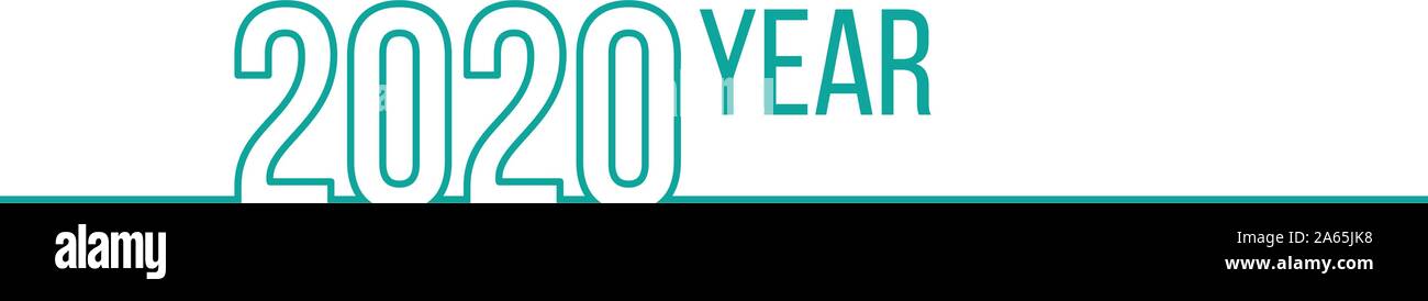 Year 2020 in linear style, Vector illustration isolated on white ...