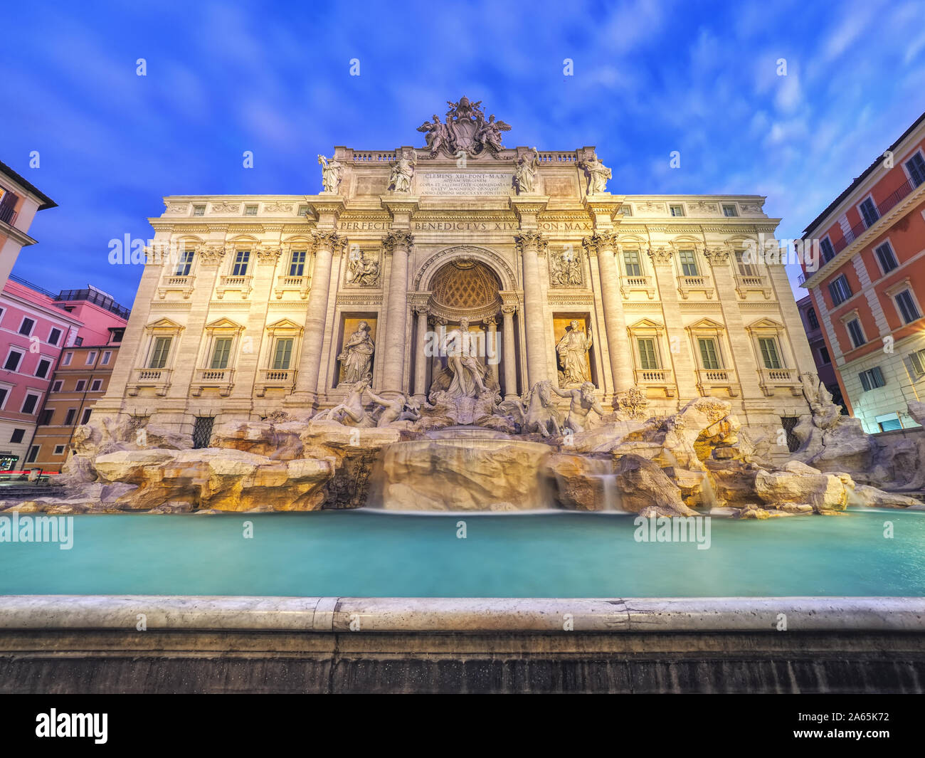 Rome Trevi Fountain or Fontana di Trevi in the morning, Rome, Italy ...
