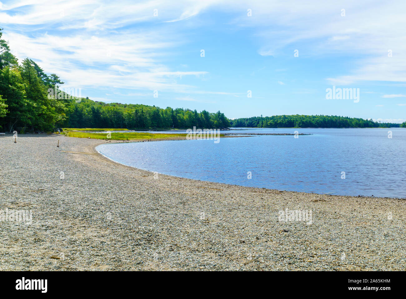 View of the Kejimkujik Lake and beach, in Kejimkujik National Park ...