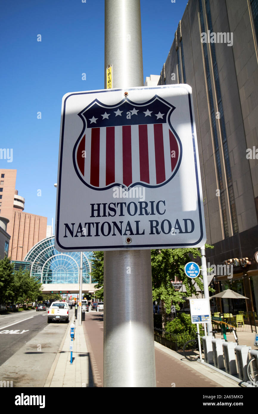historic national road sign indianapolis indiana USA Stock Photo - Alamy