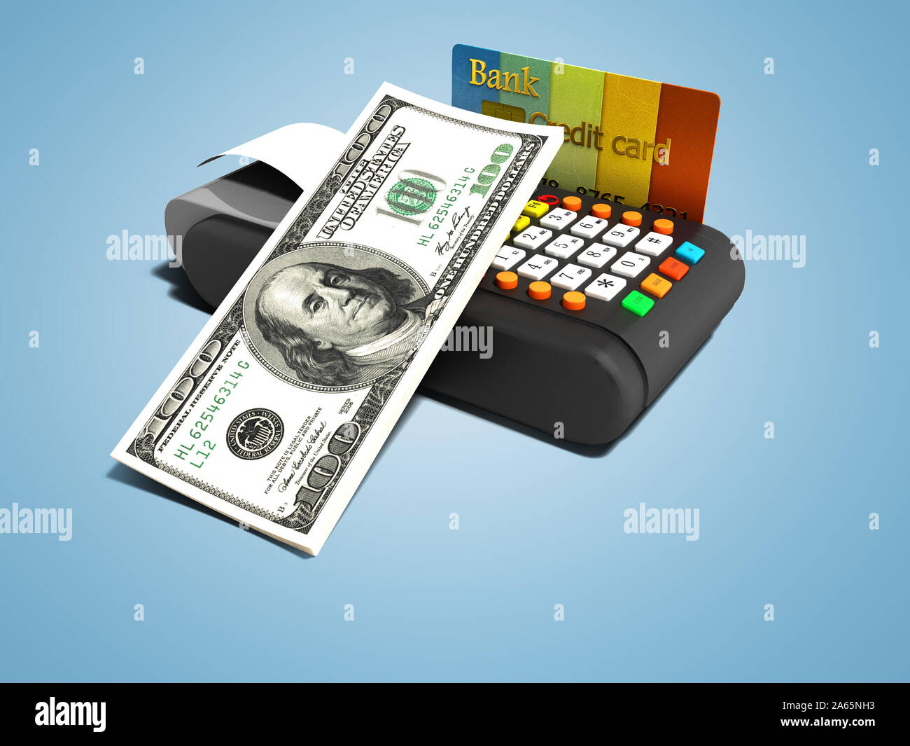 Modern concept of payment for goods in cash or pos terminal with credit ...