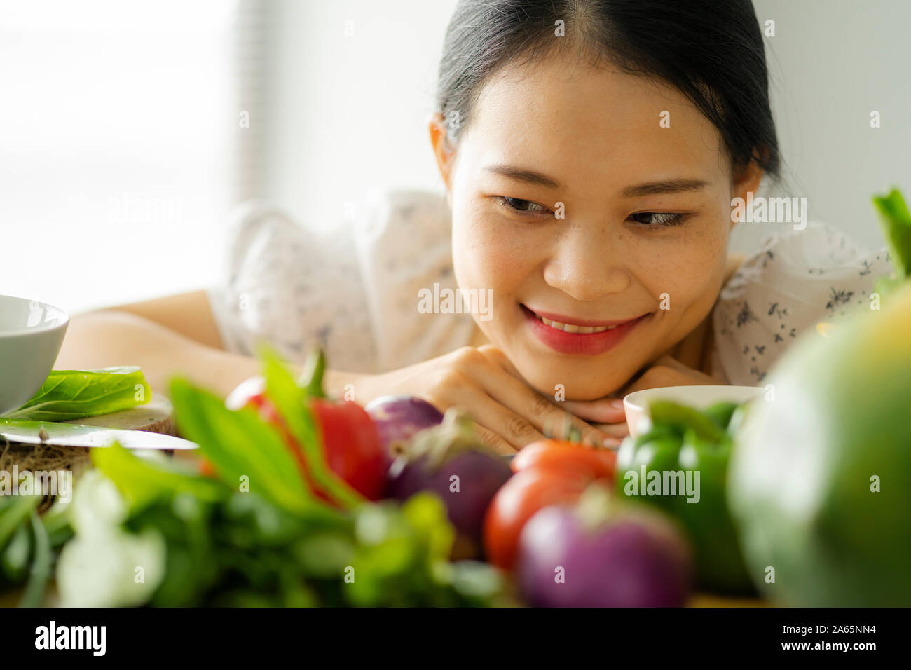 A pretty girl in the kitchen Stock Photo - Alamy