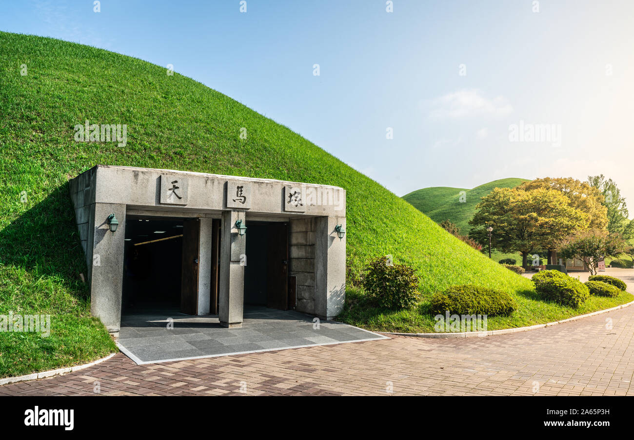 Cheonmachong or sky horse tomb entrance in Daereungwon tumuli park ...