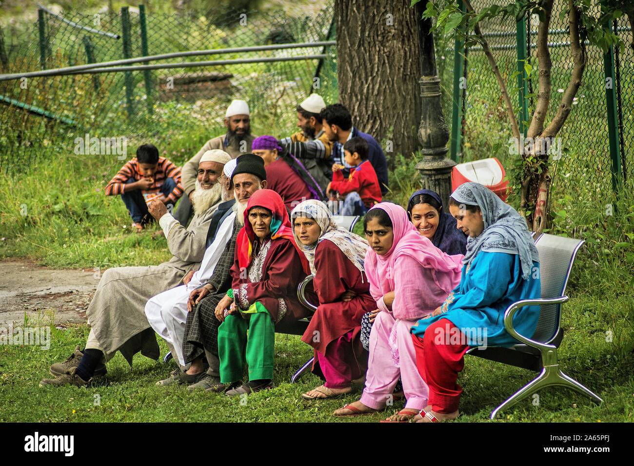 Kashmiri family three generations, Dawar village, Gurez, Kashmir, India ...