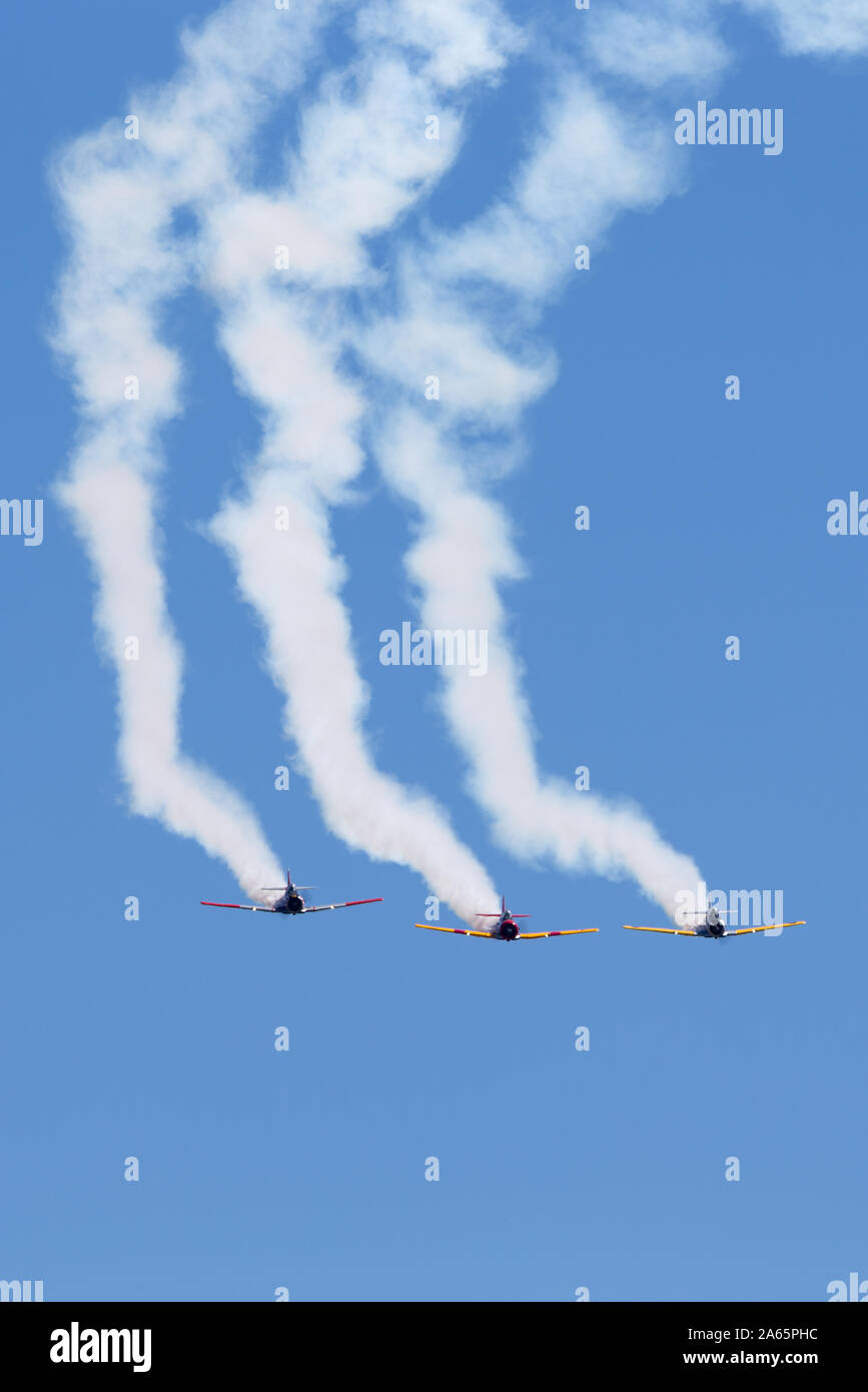 Three North American AT-6C Harvard single engine military training ...