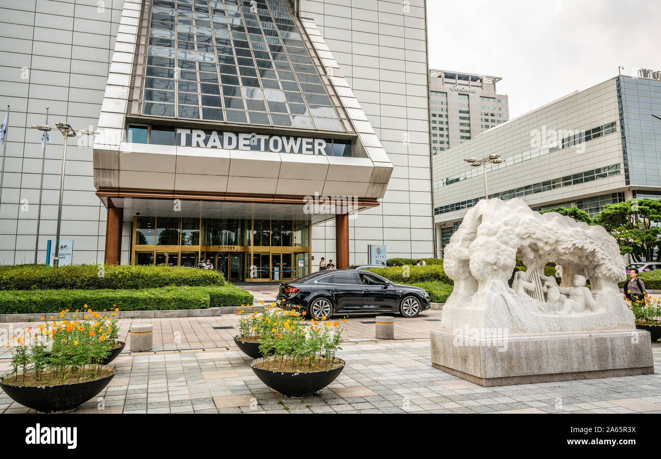 Seoul Korea , 20 September 2019 : Entrance of the trade tower of the ...