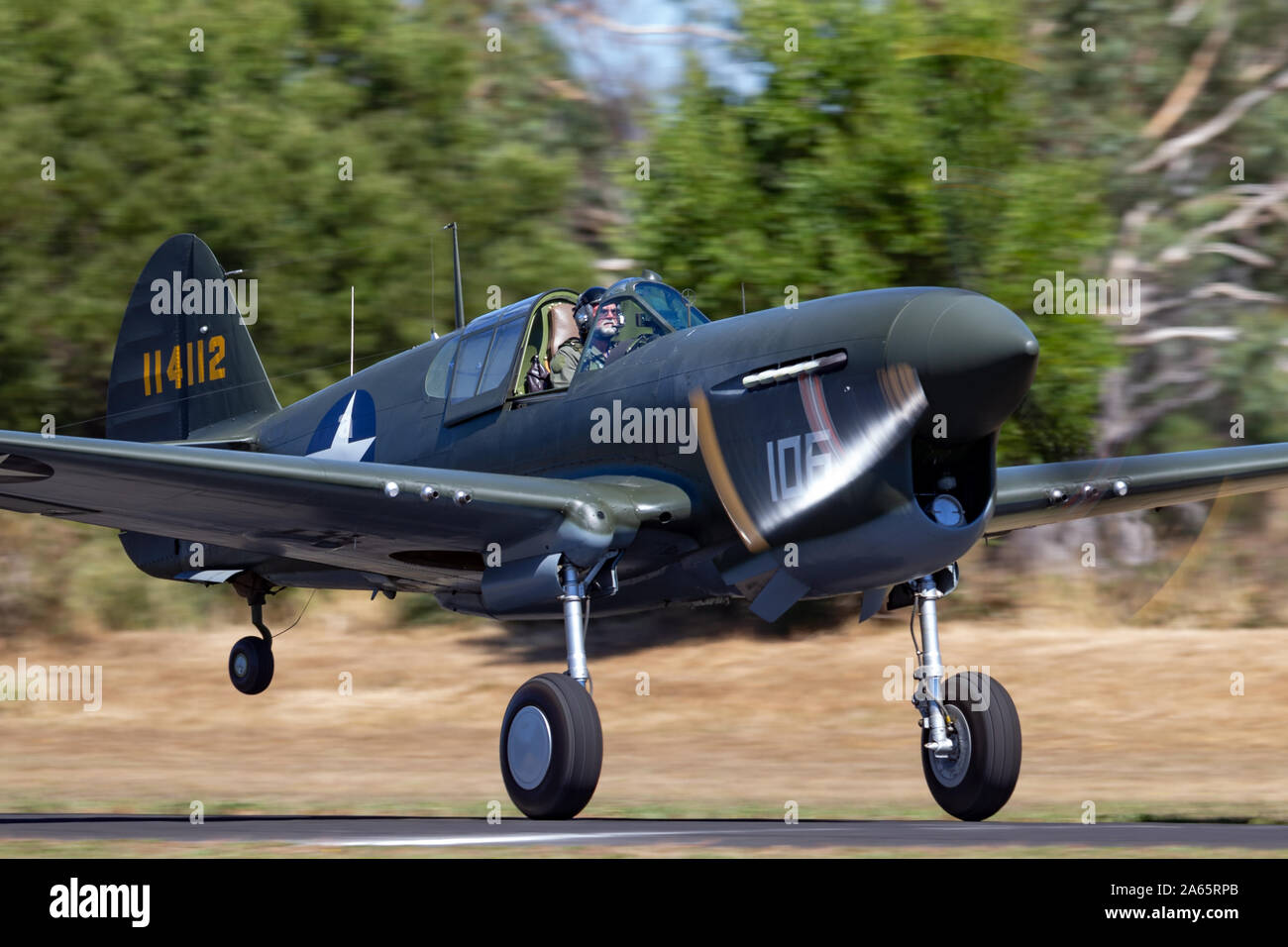 Curtiss P-40F Kittyhawk fighter aircraft that served with the 44th ...