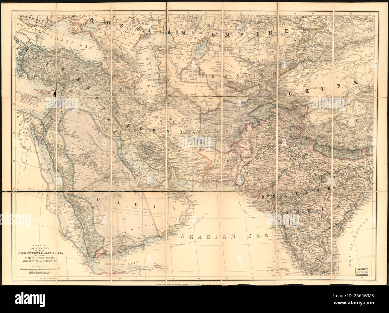 A Map of the Countries between Constantinople and Calcutta- Including ...