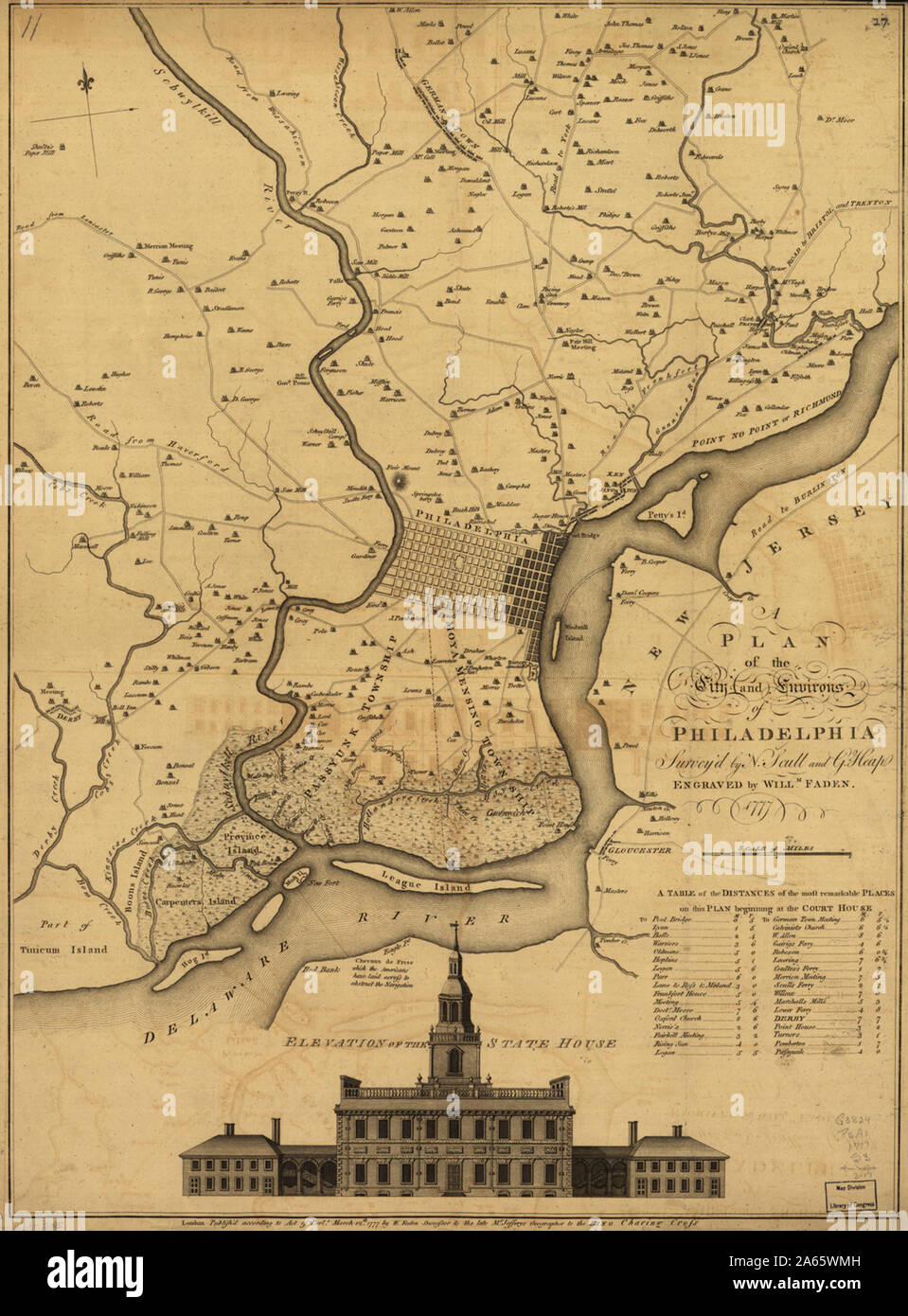 A Plan of the City and Environs of Philadelphia, 1777 Stock Photo - Alamy
