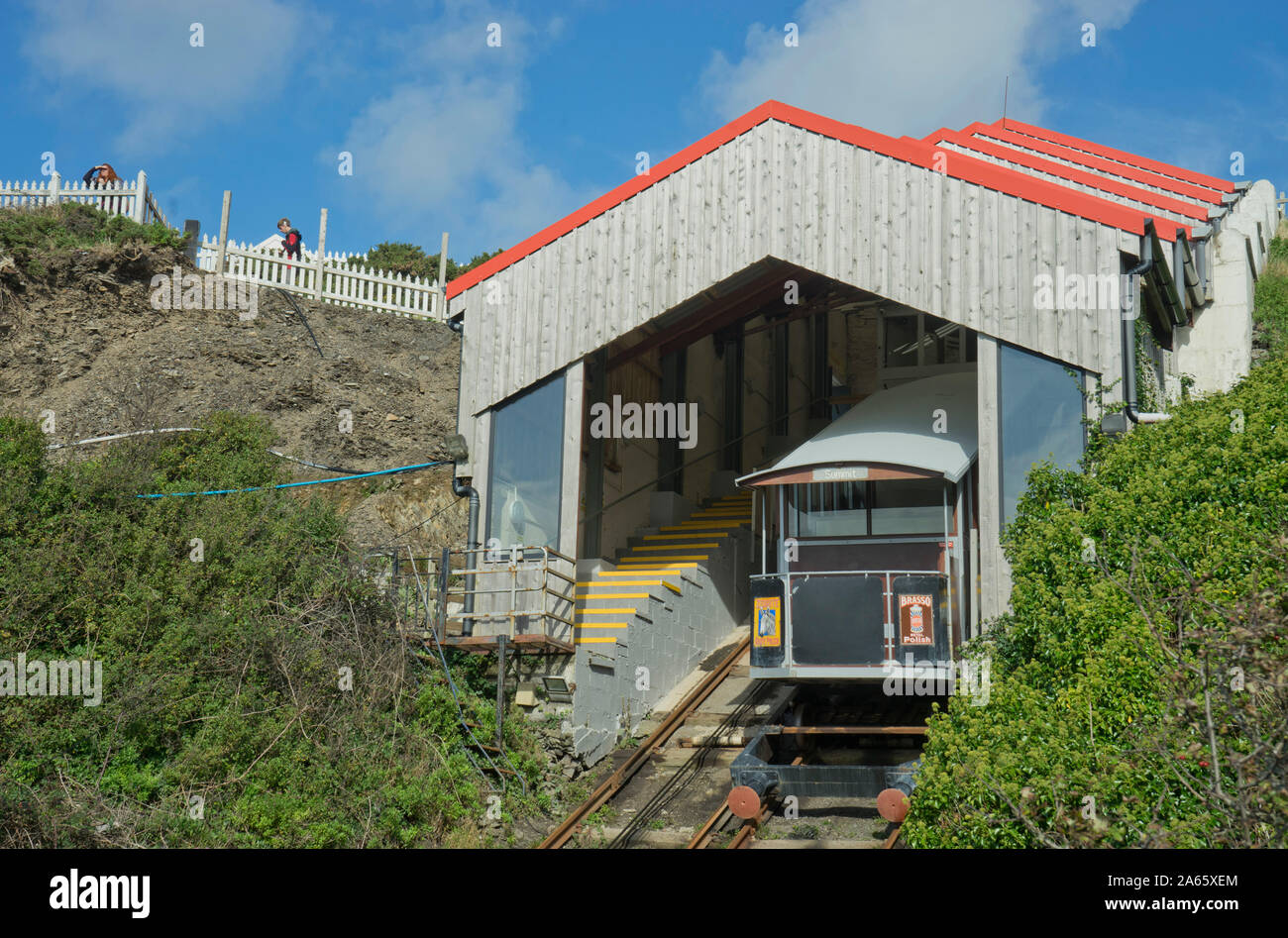Cliff Railway by the Coastal path on Cardigan Bay near Aberystwyth ...