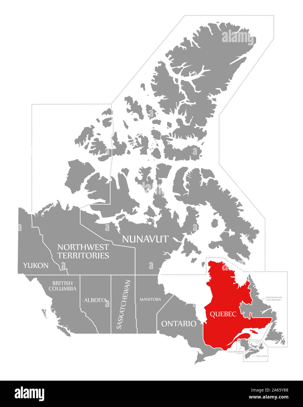 Quebec province map Cut Out Stock Images & Pictures - Alamy