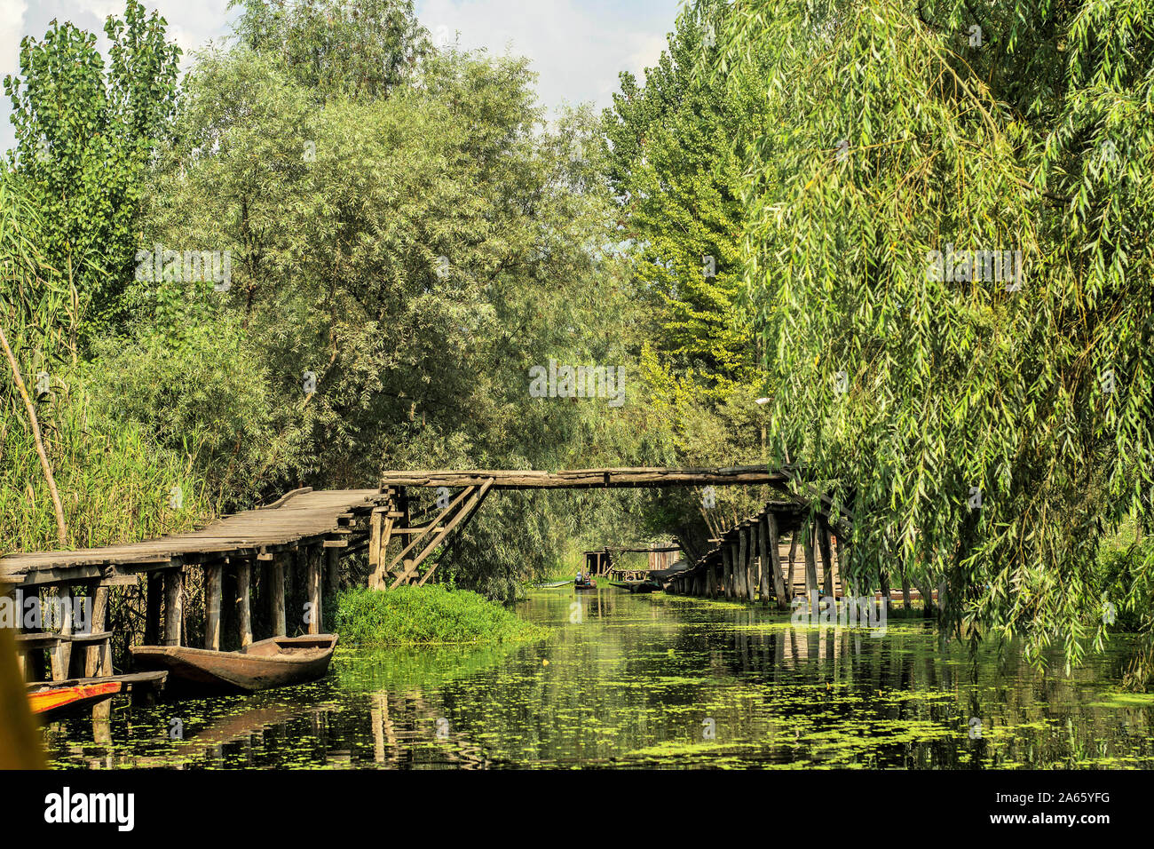 Wooden bridge on Dal Lake, Srinagar, Kashmir, Union Territory, UT ...