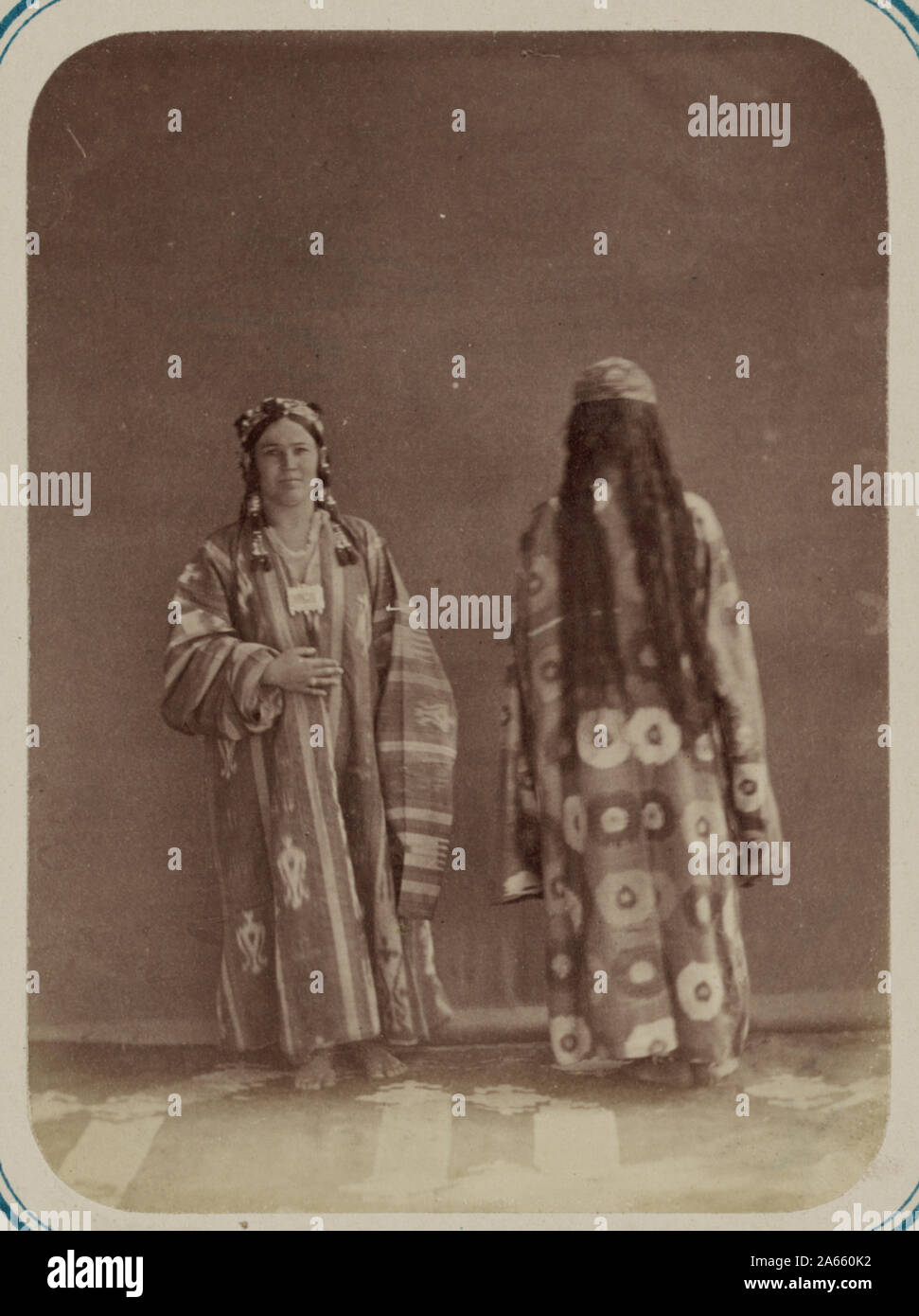 Central Asian Women's Adornment and Clothing Two Women Wearing Long ...