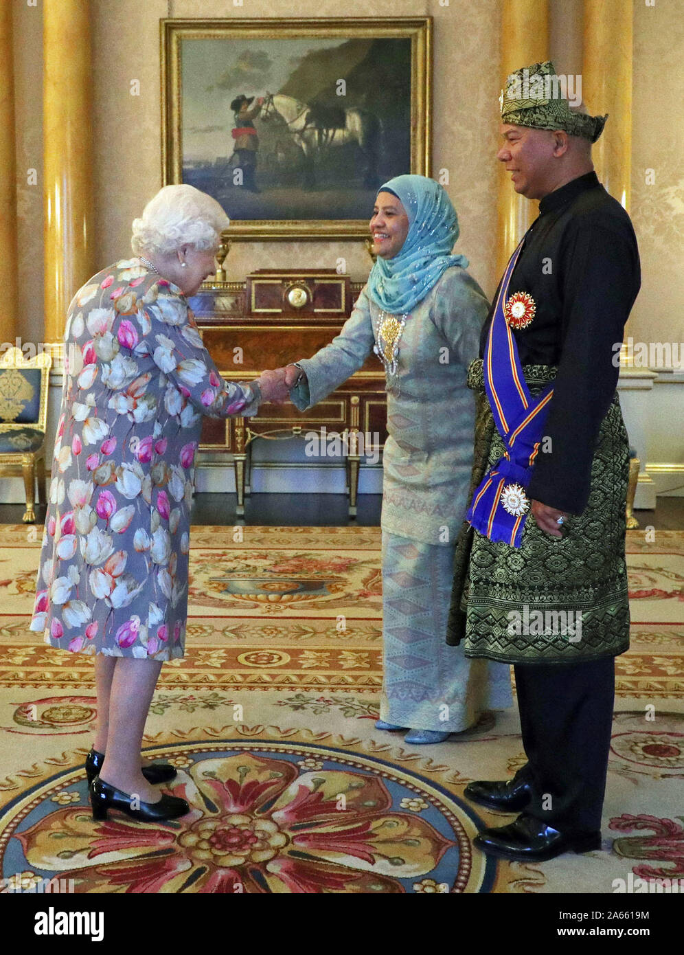 Queen Elizabeth II receives the High Commissioner for Malaysia Datuk Mohamad Sadik Bin ...