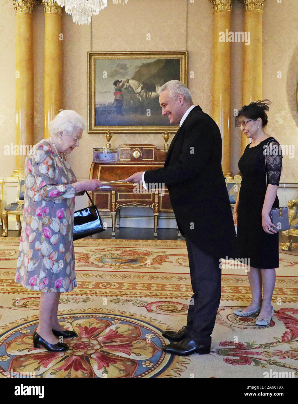 Queen Elizabeth II receives the Ambassador of Bulgaria Marin Raykov and ...